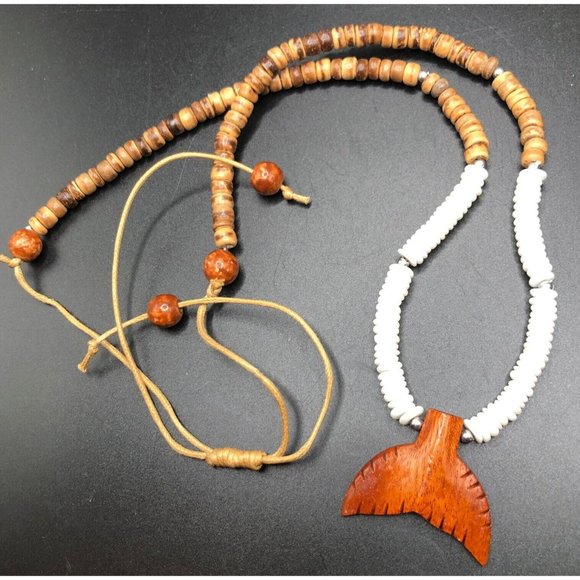 Unbranded | Jewelry | Vintage Wooden And Puka Beaded Fish Fin Shark ...